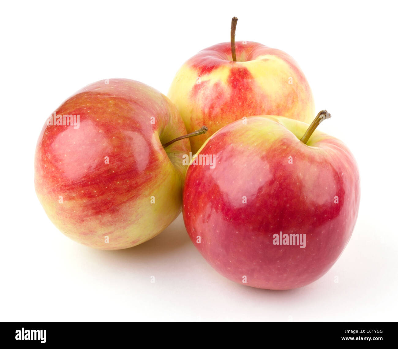 Three red apples isolated on white background Stock Photo - Alamy