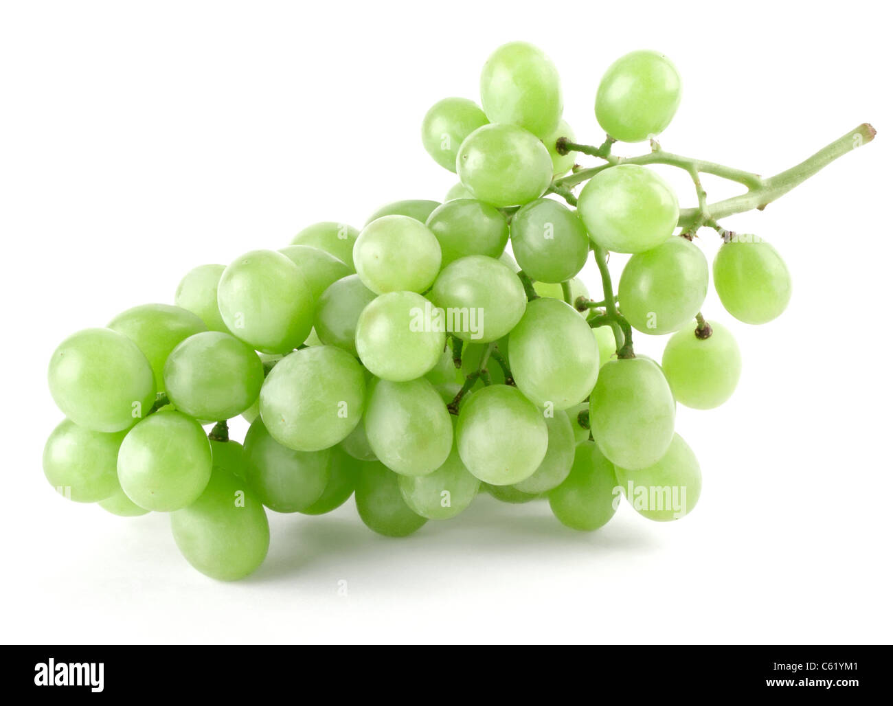 branch of ripe green grapes isolated on white background Stock Photo - Alamy