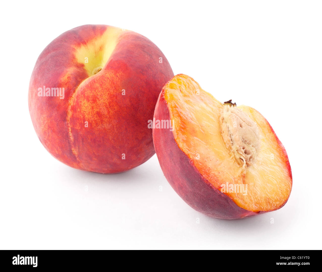 peach and half isolated on white background Stock Photo - Alamy