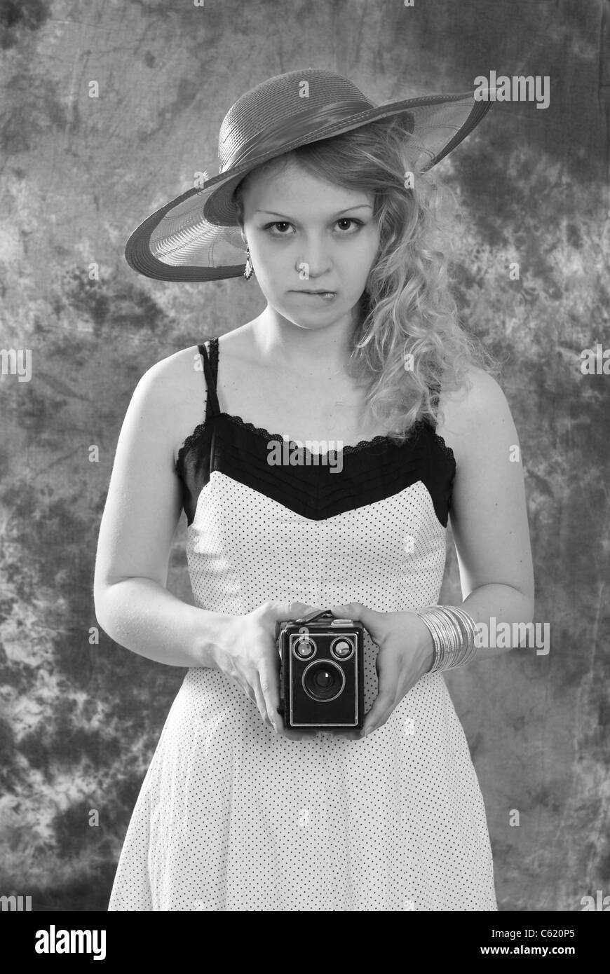 Woman and camera Black and White Stock Photos & Images - Alamy