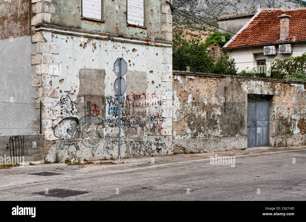 War damaged buildings in Mostar, Bosnia and Herzegovina Stock Photo - Alamy