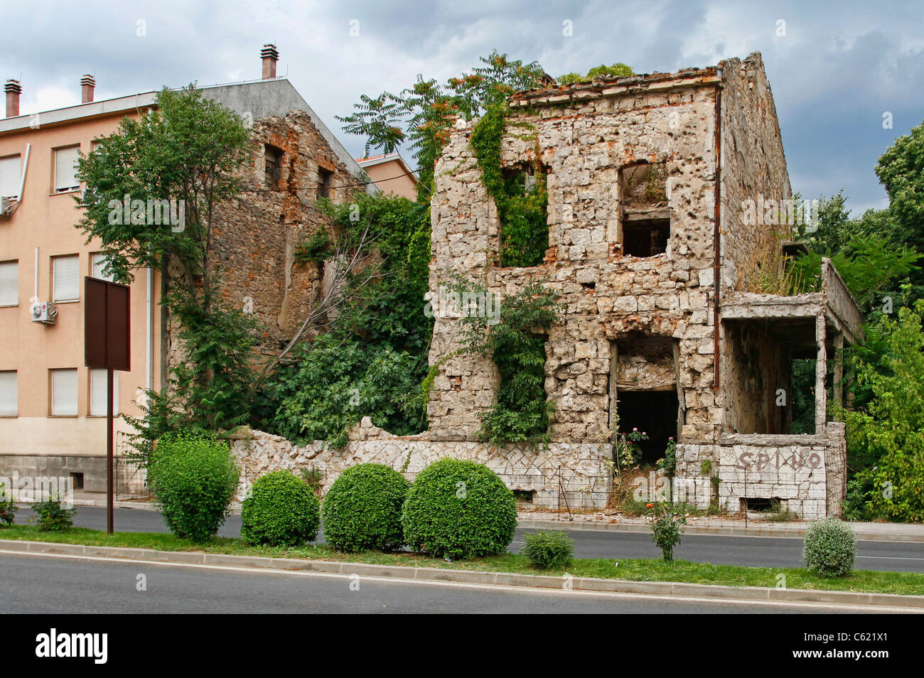 War damaged buildings in Mostar, Bosnia and Herzegovina Stock Photo - Alamy