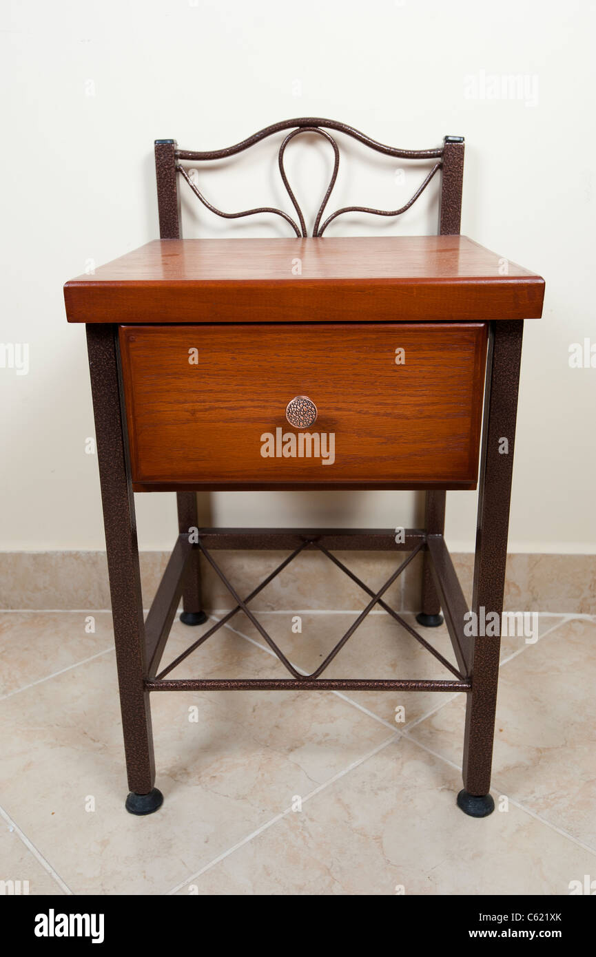 Small wooden table for interior design with shelf and drawer Stock ...