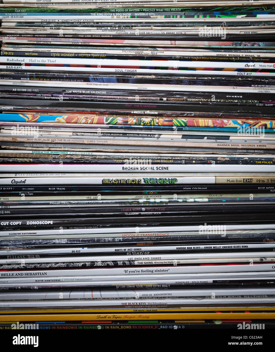 A close up of a modern vinyl record collection Stock Photo - Alamy