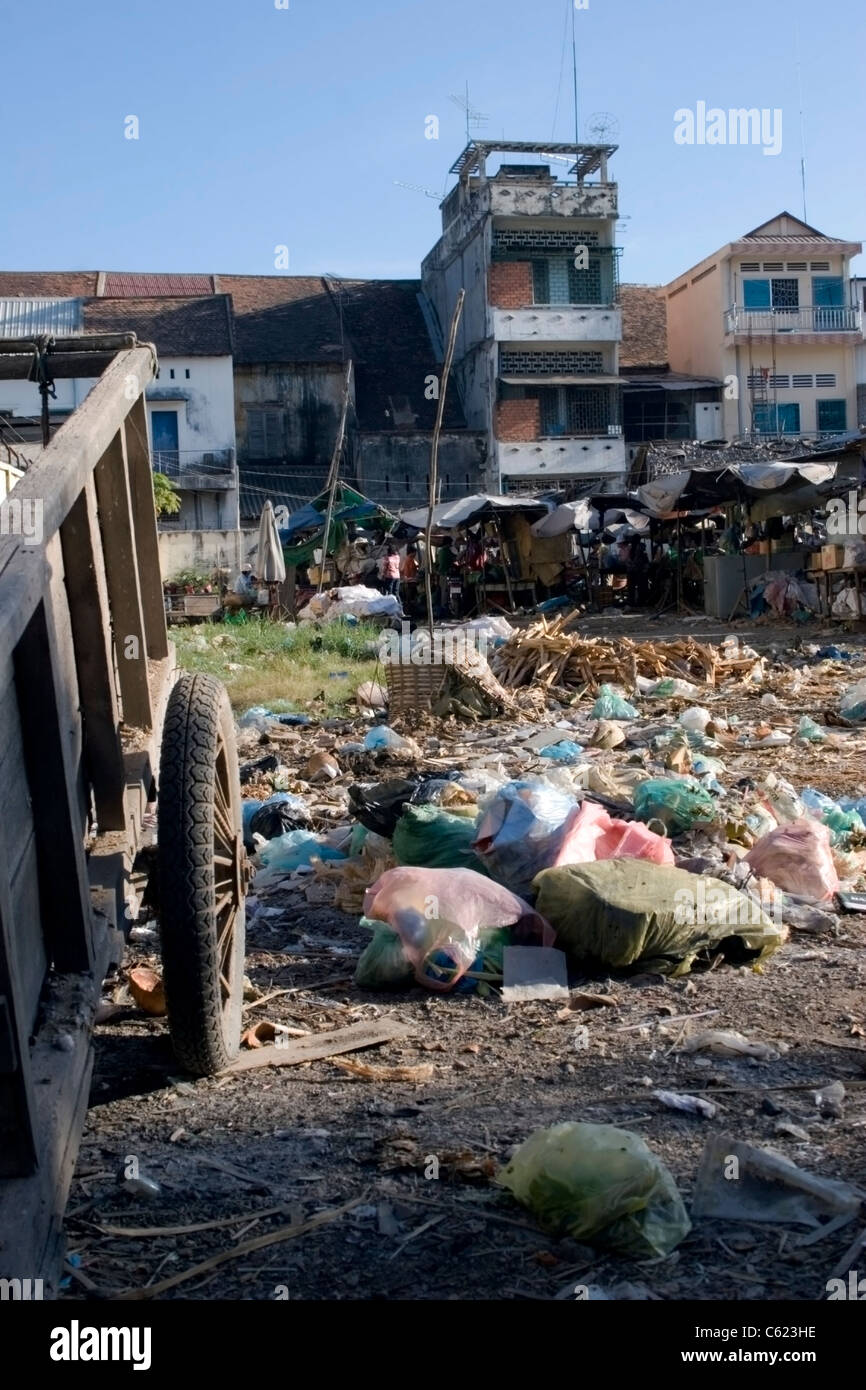 Unsanitary conditions and urban blight prevail at a food market in ...