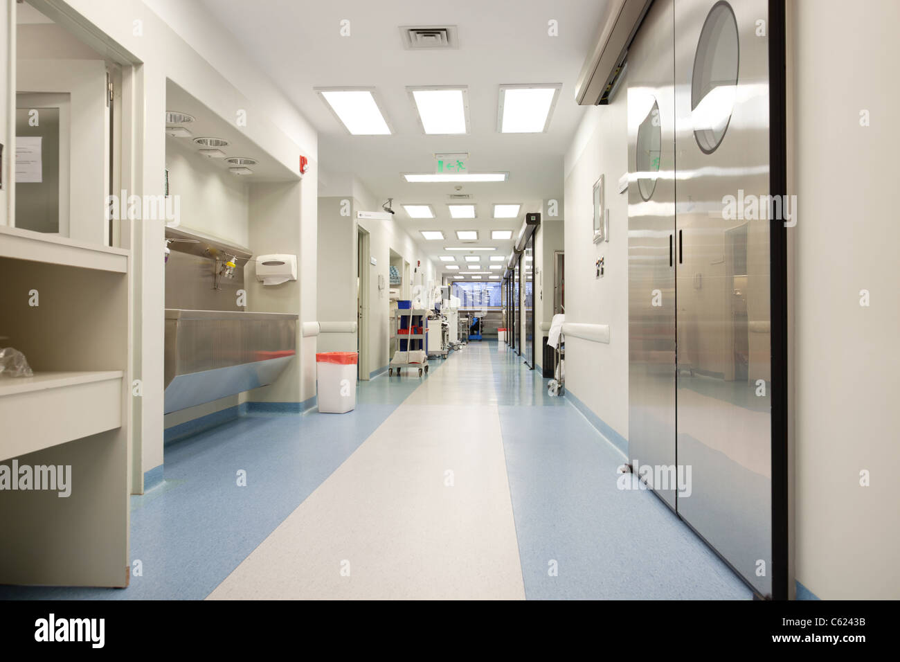 Long empty clean hospital corridor Stock Photo - Alamy