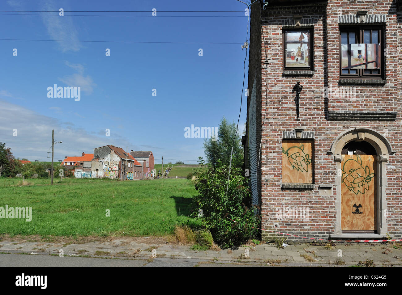The desolate Flemish polder village Doel along the Antwerp port with ...