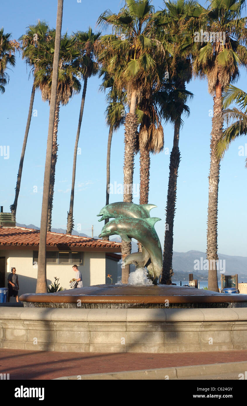 Dolphin Family Statue at the entrance to Stearns Wharf in Santa Barbara ...