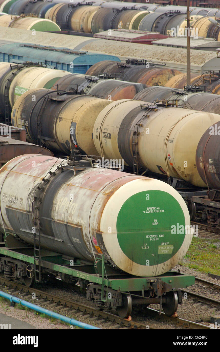 Russia. St. Petersburg. Railroad. Railroad tracks. Railway carriages ...