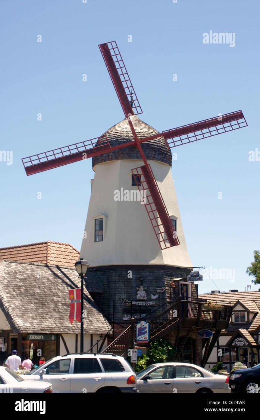 Danish Windmill and shops in Solvang, California Stock Photo - Alamy