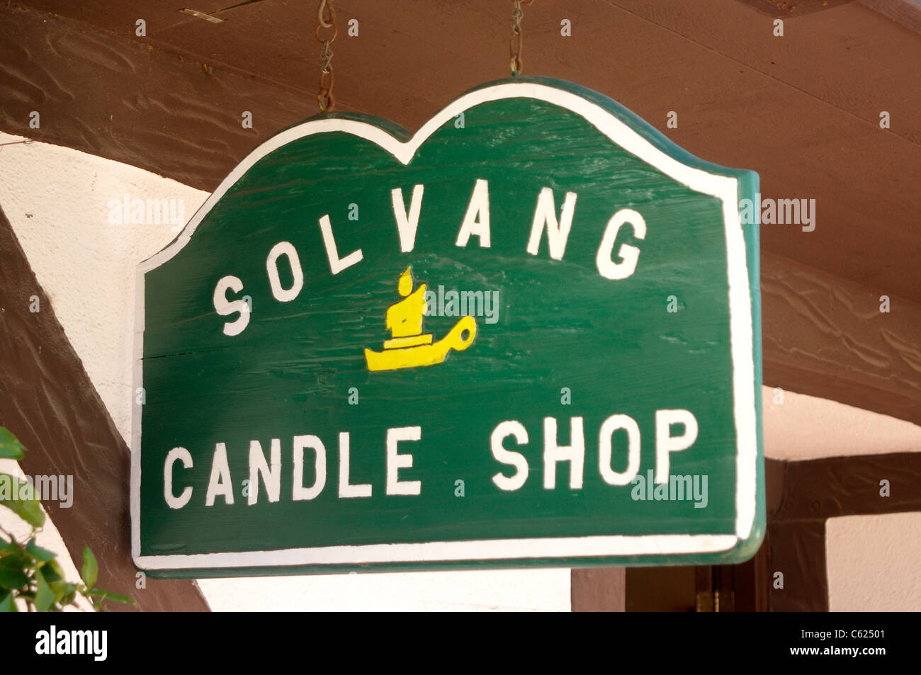 Sign for the Solvang Candle Shop in the Danish Themed Village of ...