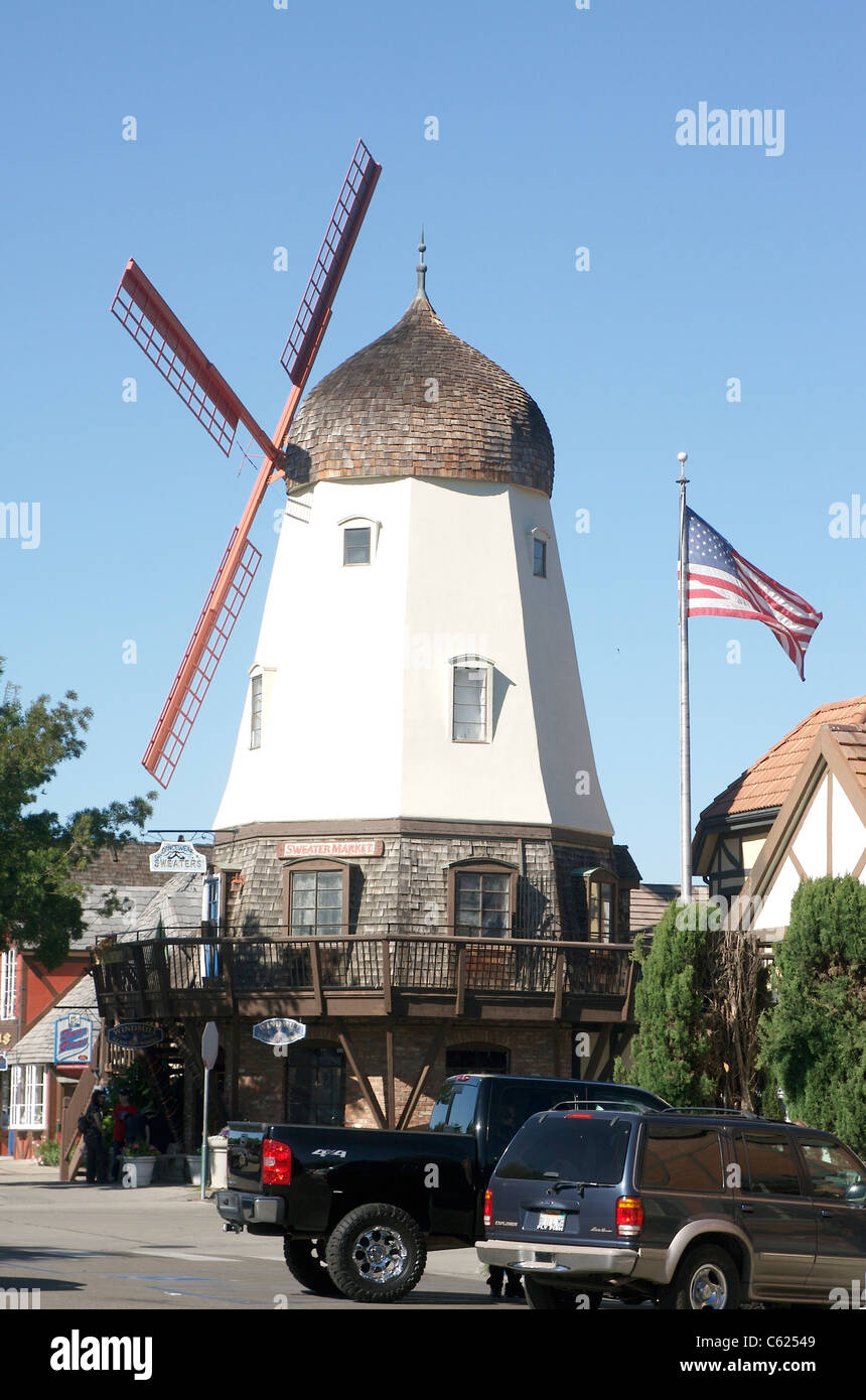 Danish Windmill and Shops along Alisal Road in Solvang, California ...