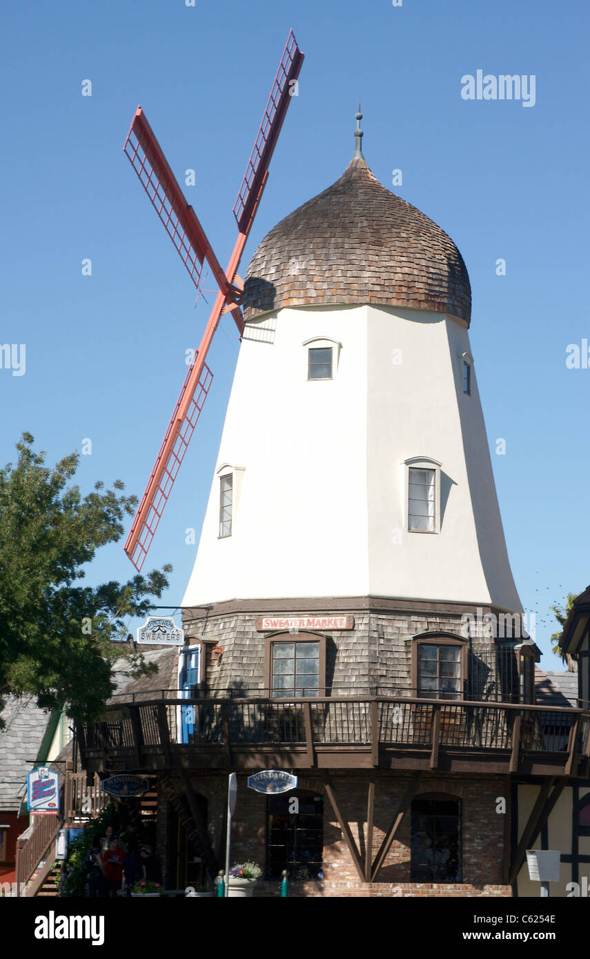 Danish Windmill and Shops along Alisal Road in Solvang, California ...