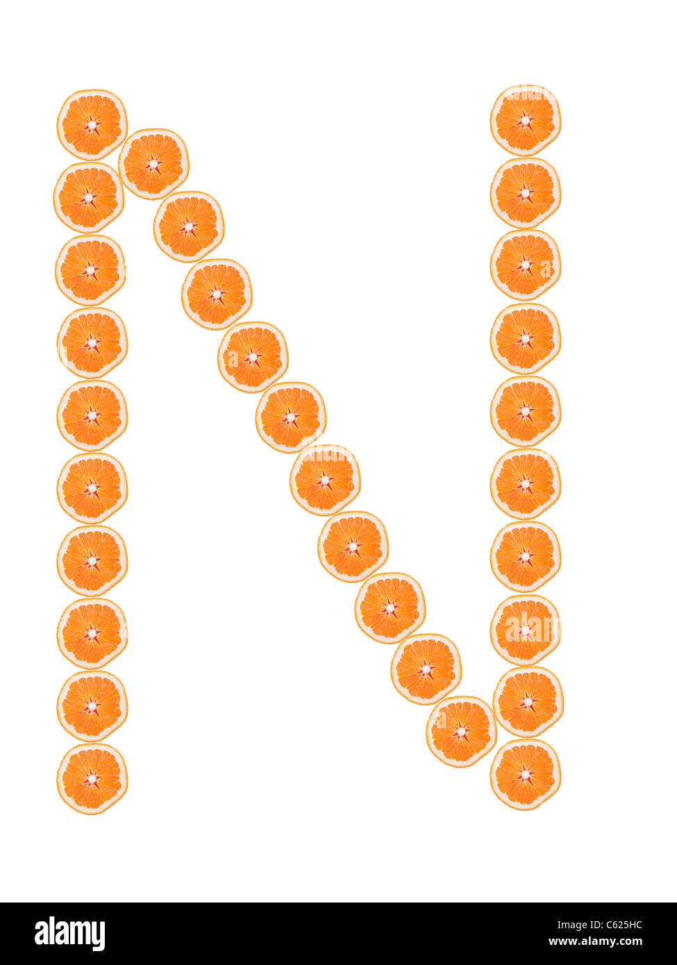 Letter "N" from orange slices isolated on white background Stock Photo ...