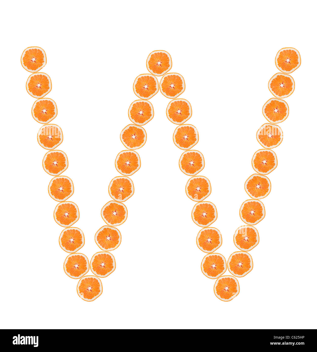 Letter "W" from orange slices isolated on white background Stock Photo ...