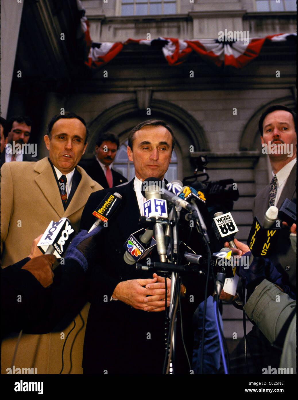 William Bratton appears with Mayor Rudy Giuliani at Giuliani's ...