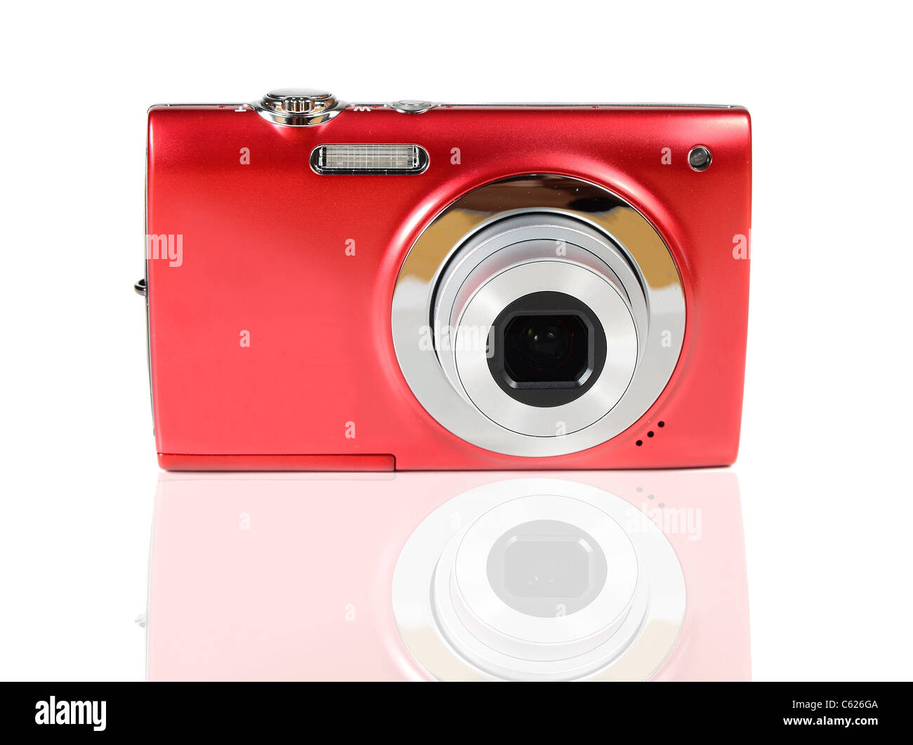 red digital camera isolated on white background Stock Photo - Alamy
