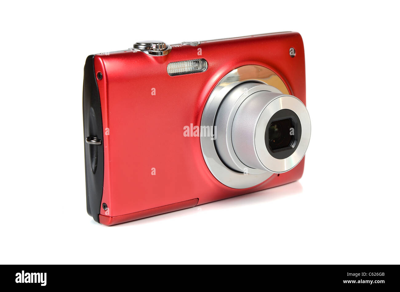 red digital camera isolated on white background Stock Photo - Alamy