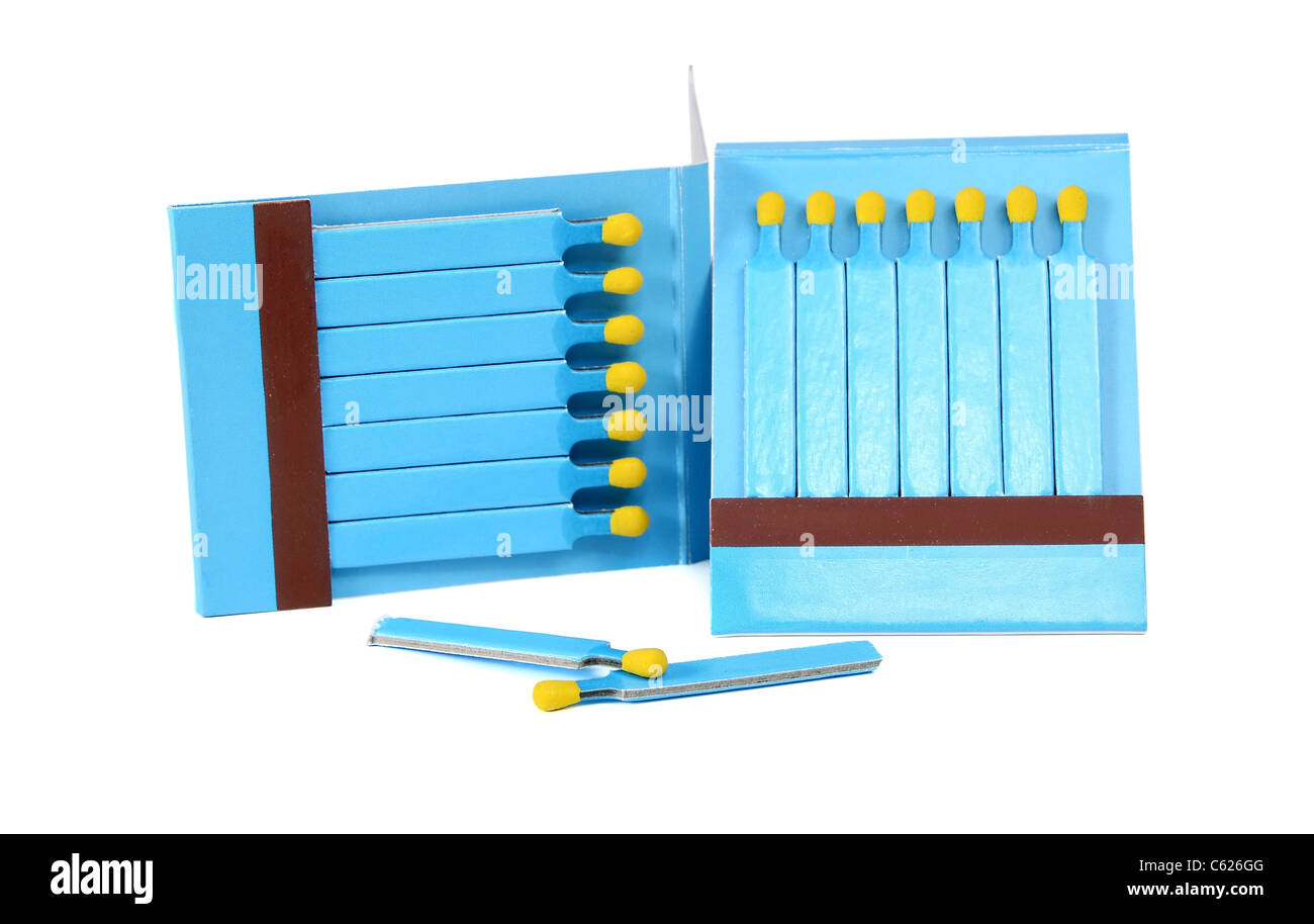 blue matches isolated on white background Stock Photo - Alamy