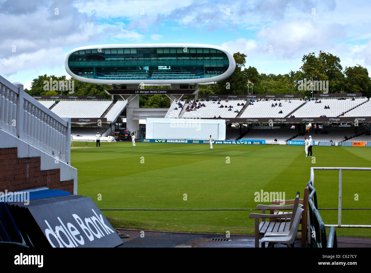 Wide View of Playing Area and Press Box at Lords Cricket Ground Stock ...