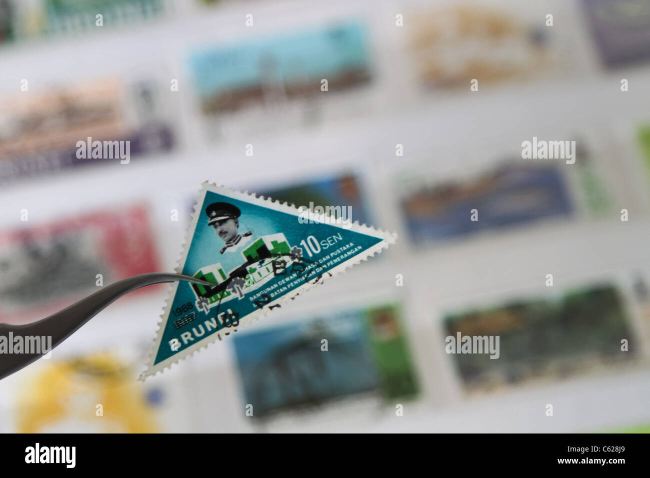 Triangular stamp Bruno stamps collection Stock Photo - Alamy