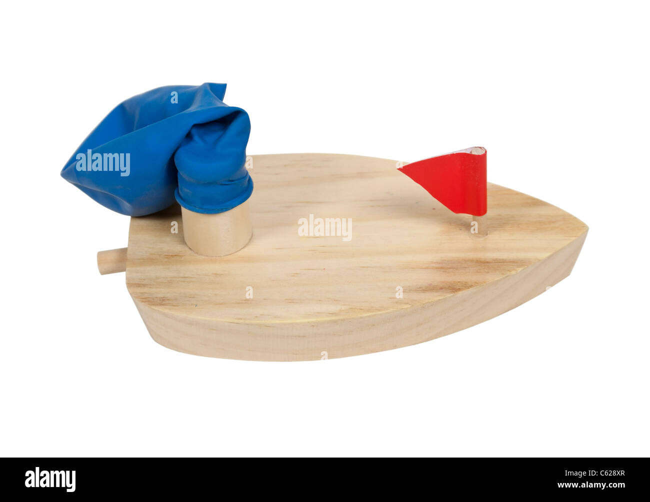 Retro balloon powered wooden boat for water fun - path included Stock ...