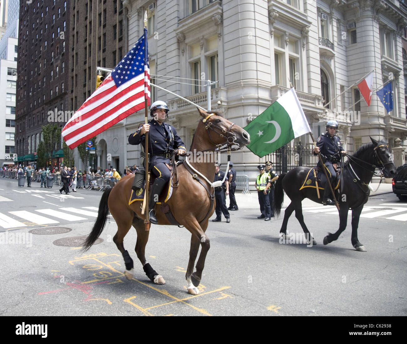 2011: Pakistani Independence Day Parade, Madison Ave. NYC NYPD officers ...