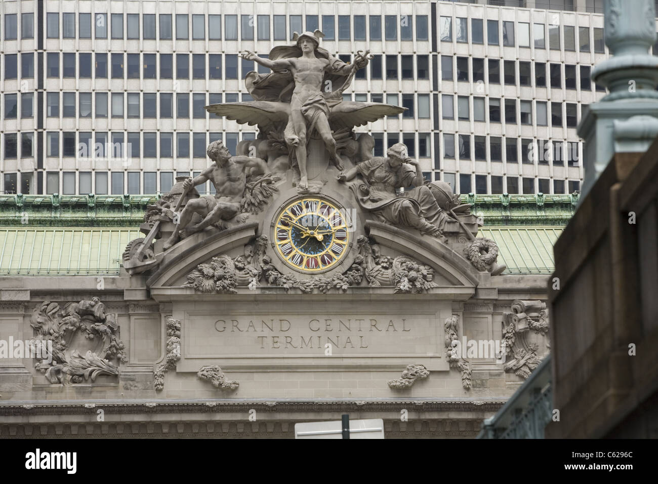 Statue of Mercury over clock at Grand Central Terminal; 42nd Street ...