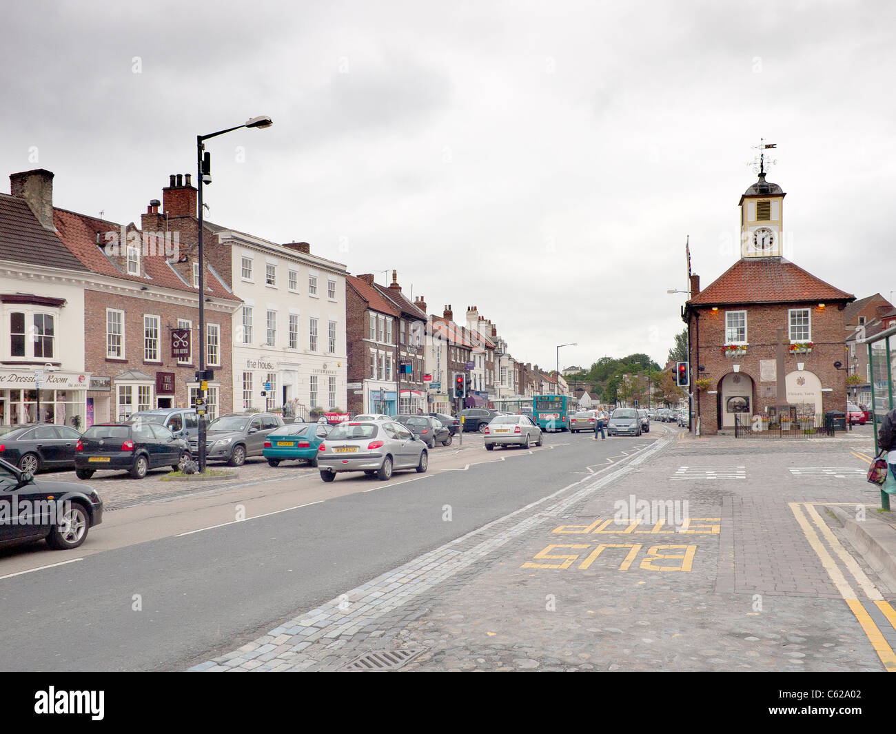 High Street and old Town Hall in Yarm, Stockton-on-Tees England Stock ...