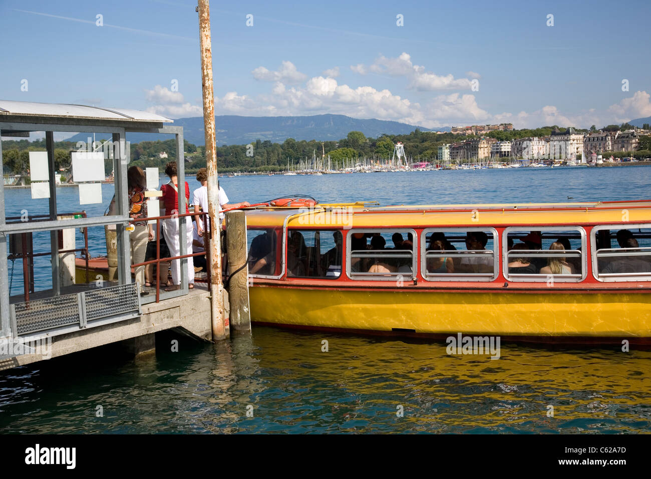 Water Taxi stop on Quai du Mont-Blanc in Geneva Stock Photo - Alamy