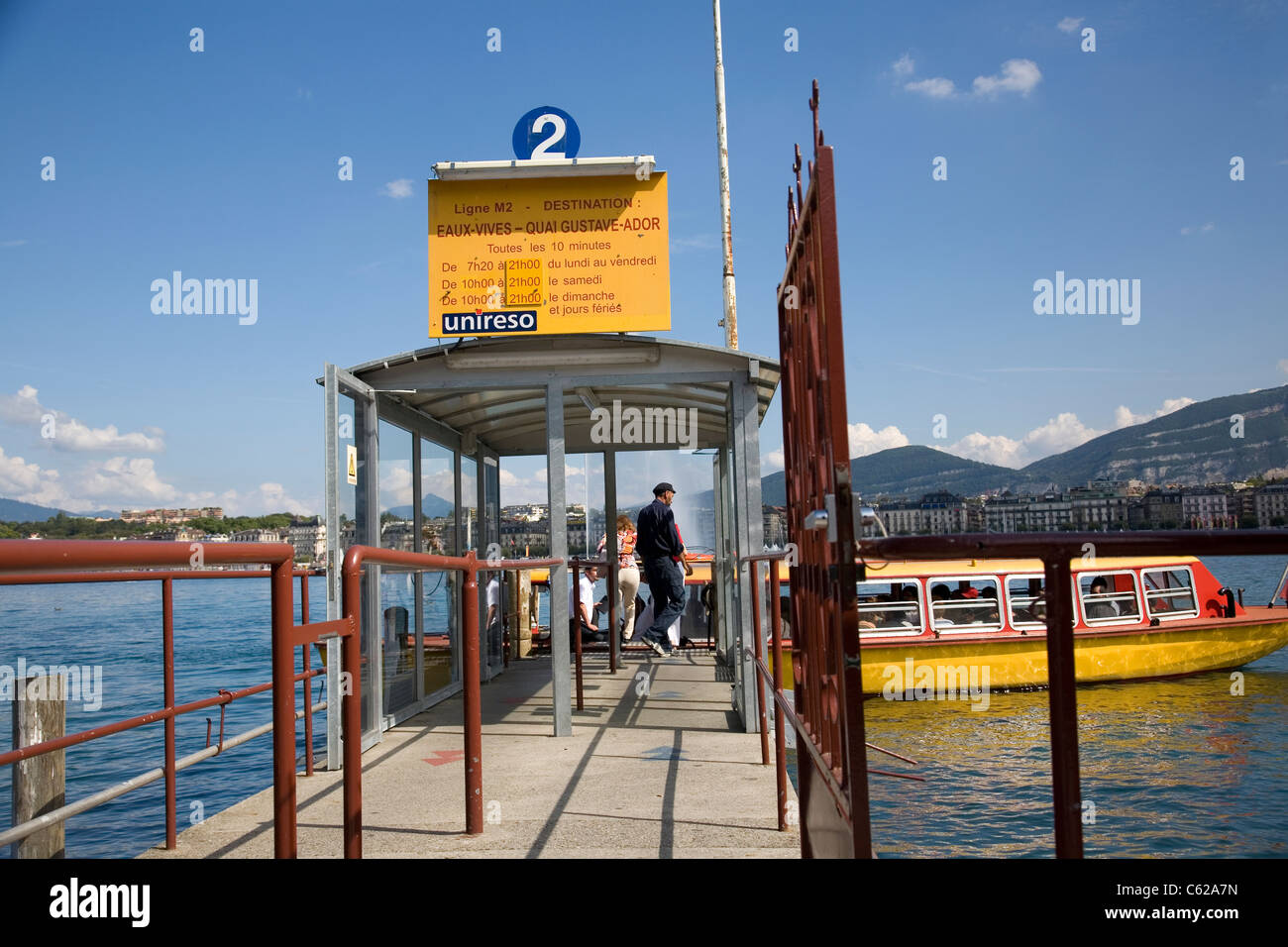 Water Taxi stop on Quai du Mont-Blanc in Geneva Stock Photo - Alamy