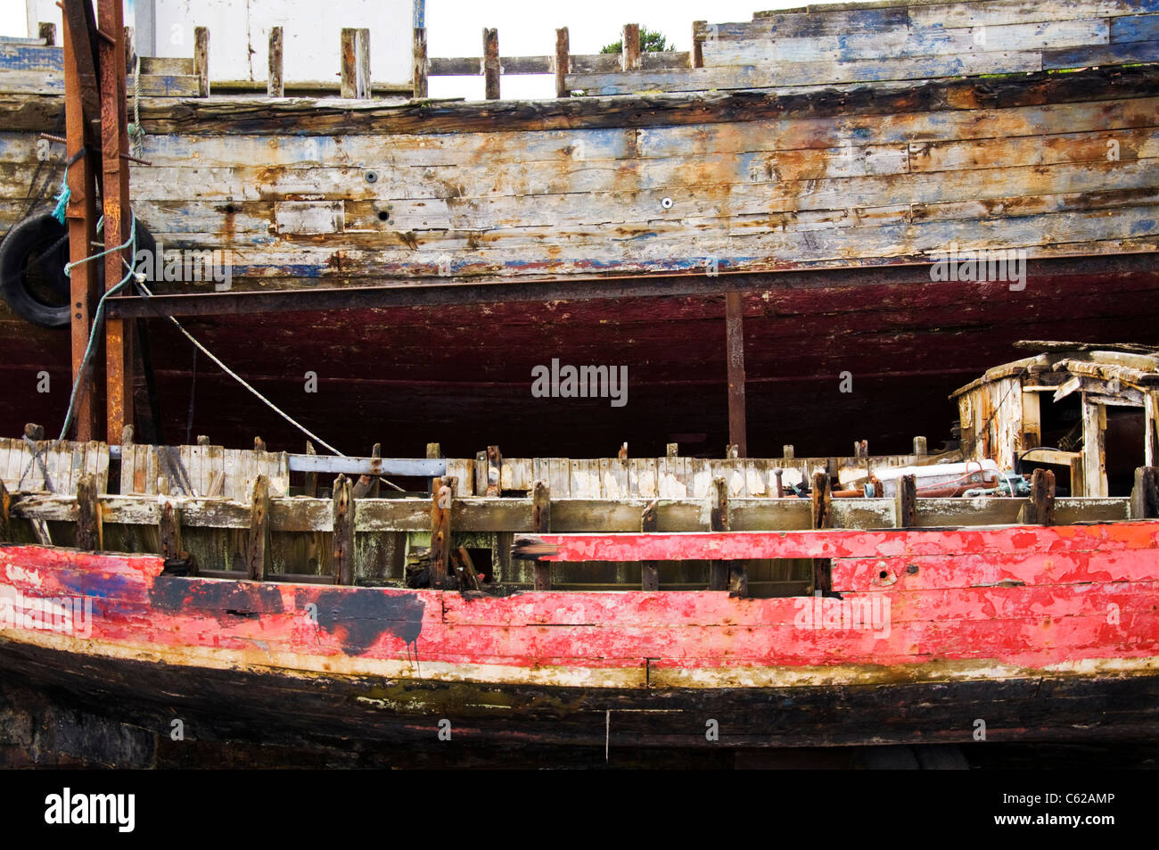 Decaying wooden fishing vessels trawlers boats Stock Photo - Alamy
