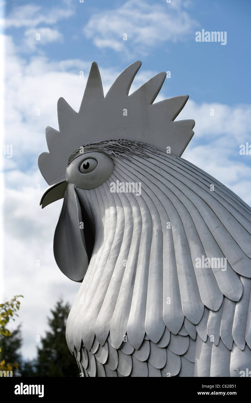 The head of the giant, metal Dorking cockerel that adorns the ...