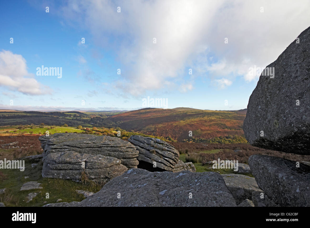 Dartmoor Combestone tor Devon Stock Photo - Alamy