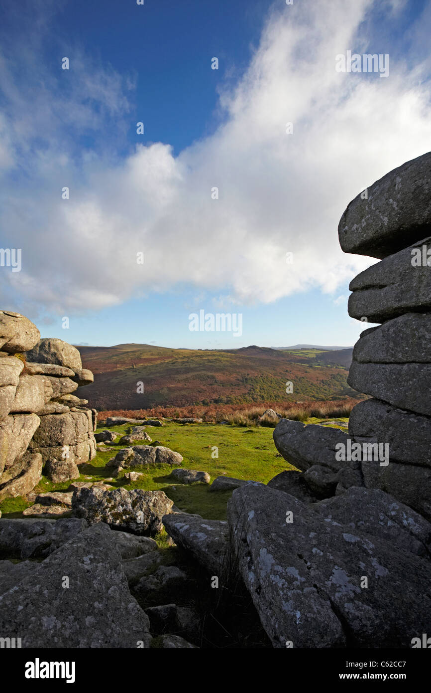 Dartmoor Combestone tor Devon Stock Photo - Alamy