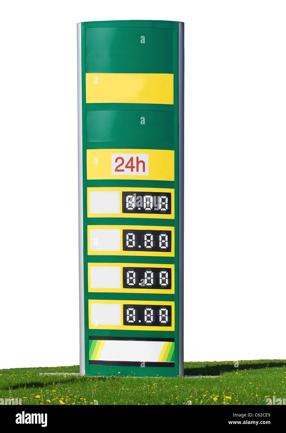 gasoline prices on a sign on white background Stock Photo - Alamy