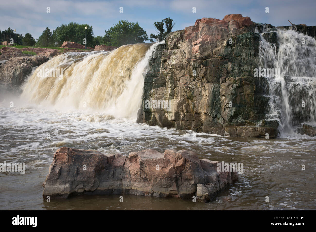 Falls of the Big Sioux River in Falls Park South waterfall Dakota SD ...