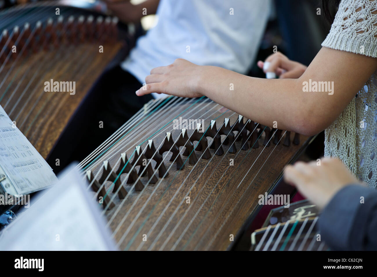 Guzheng a traditional Chinese stringed musical instrument Stock Photo ...