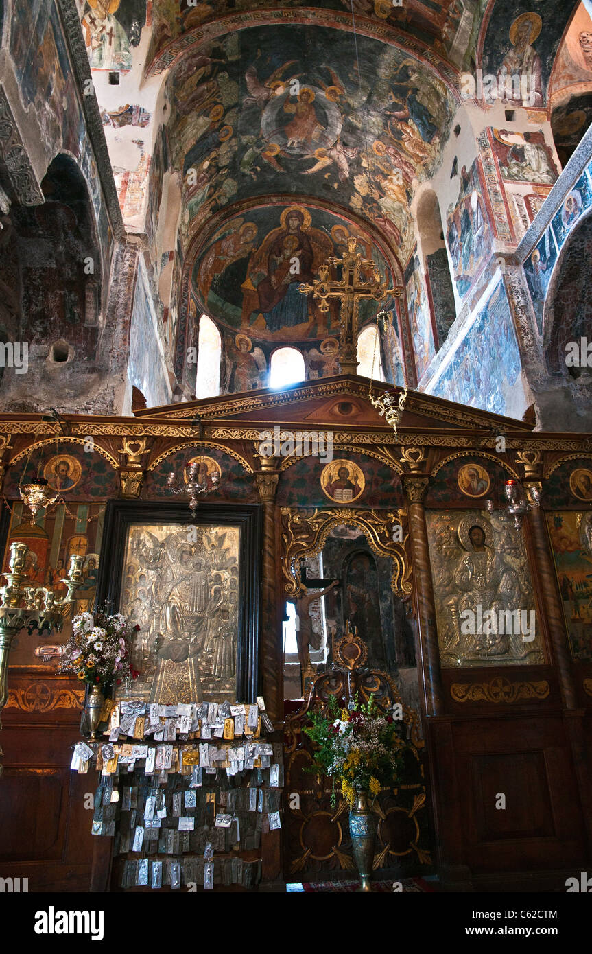 The Iconostasis and frescoes in the 15th centuary, Byzantine, church of ...