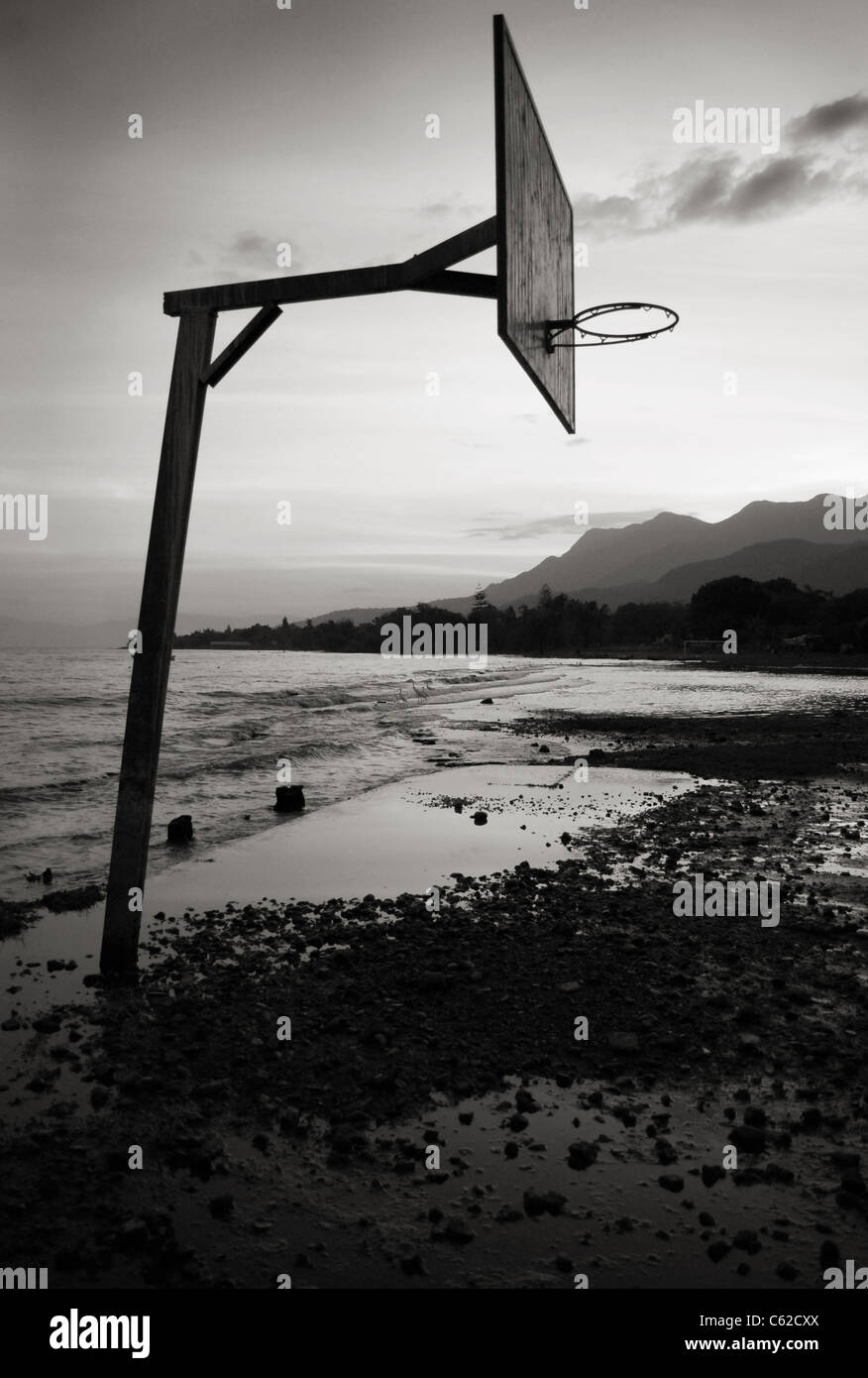 Basketball hoop and beautiful landscape at Lake Chapala in Mexico Stock ...