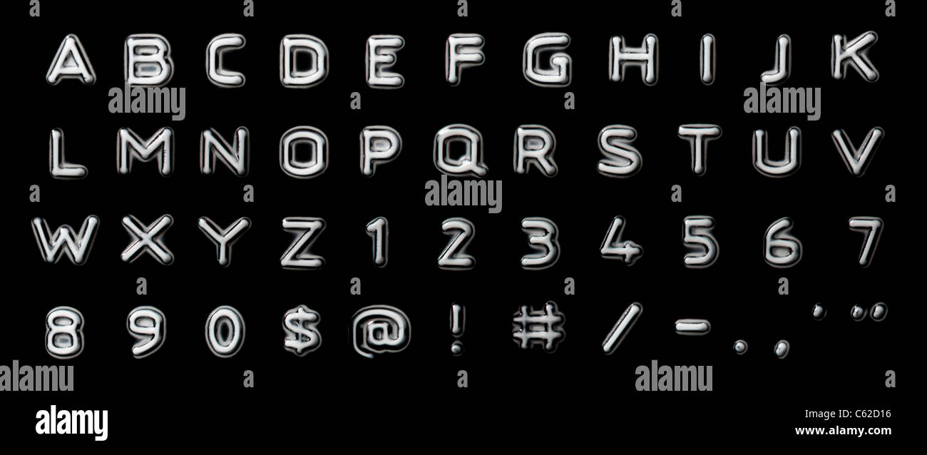 Embossed letter and numbers Stock Photo - Alamy