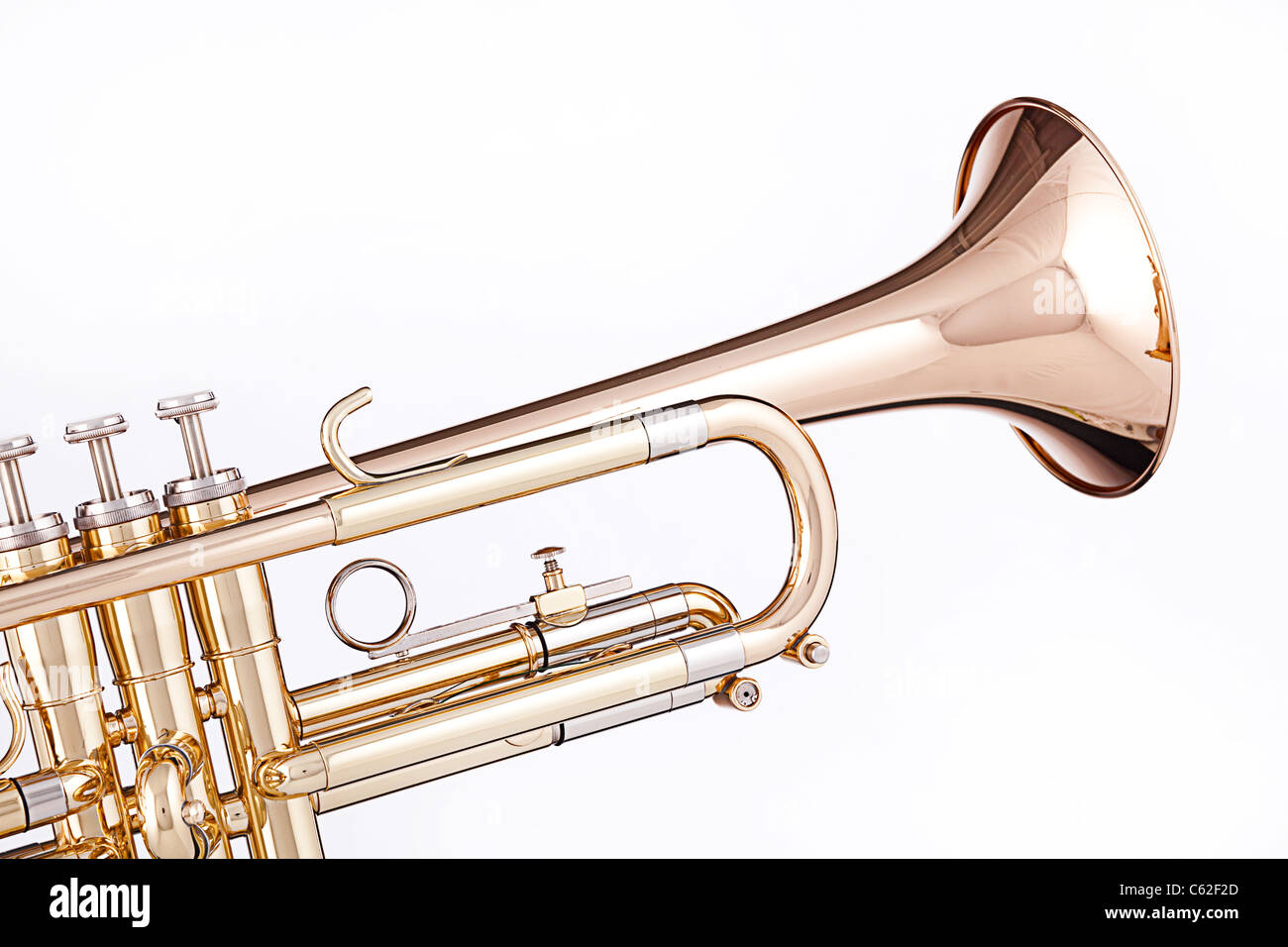A professional gold trumpet isolated against a white background Stock ...