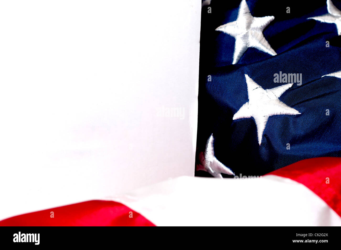 Blank White Box and American Flag Closeup Stock Photo - Alamy