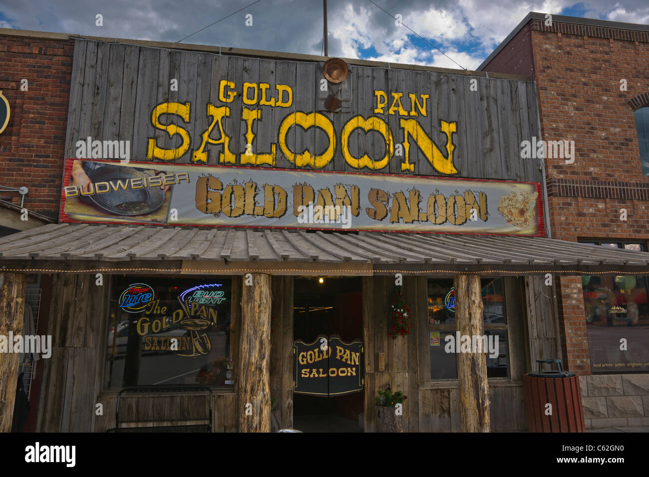Black Hills front view of Gold Pan Saloon building with swing doors in ...