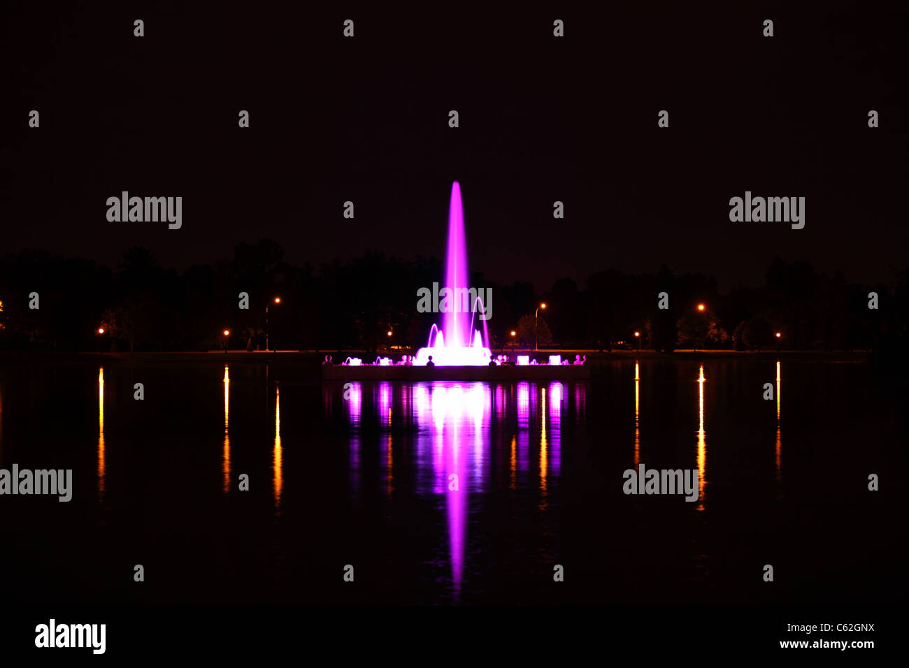 Long exposure image of Denver's historic Prismatic Electric Fountain on ...