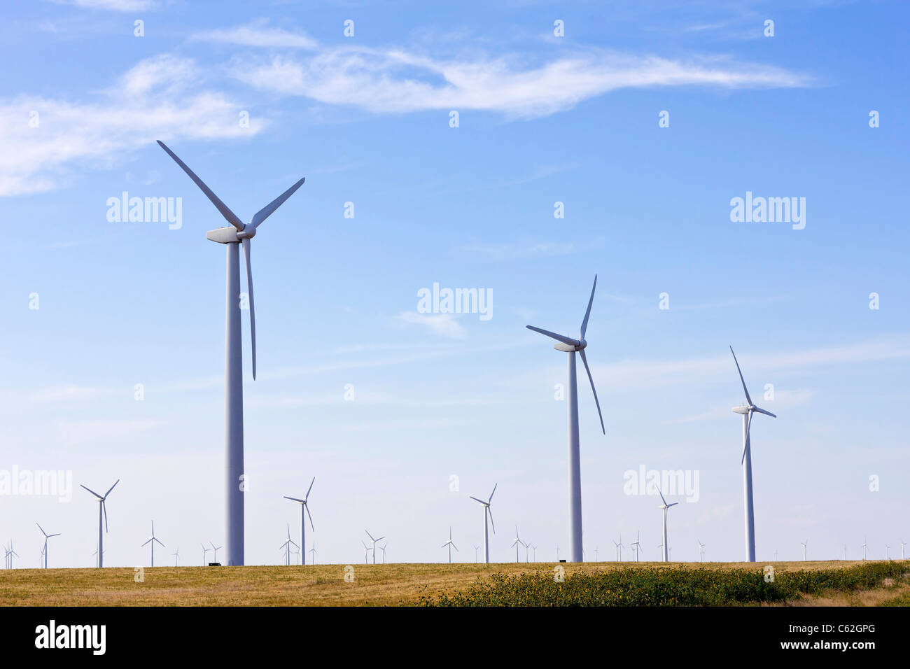 A wind farm in a rural area on the American great plains Stock Photo ...