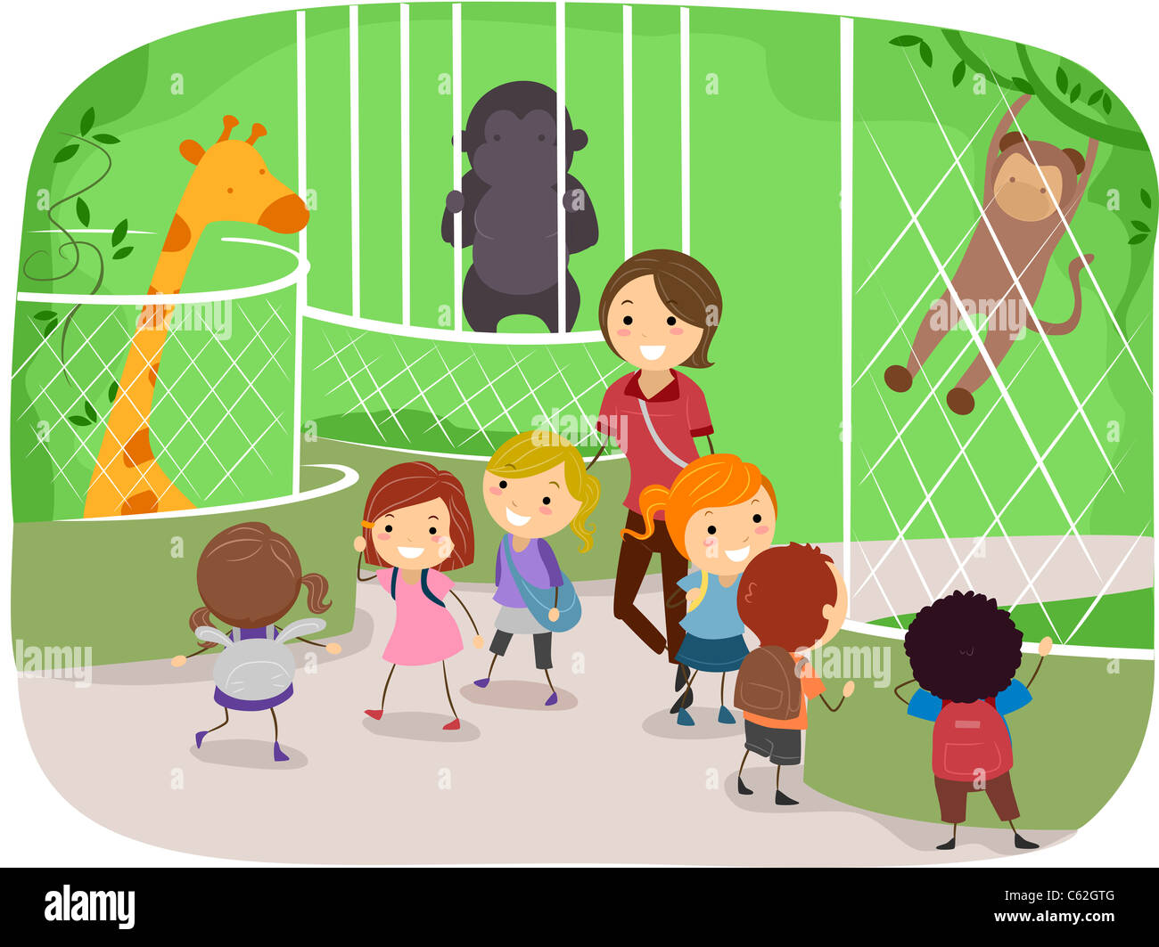 Children At The Zoo Clipart