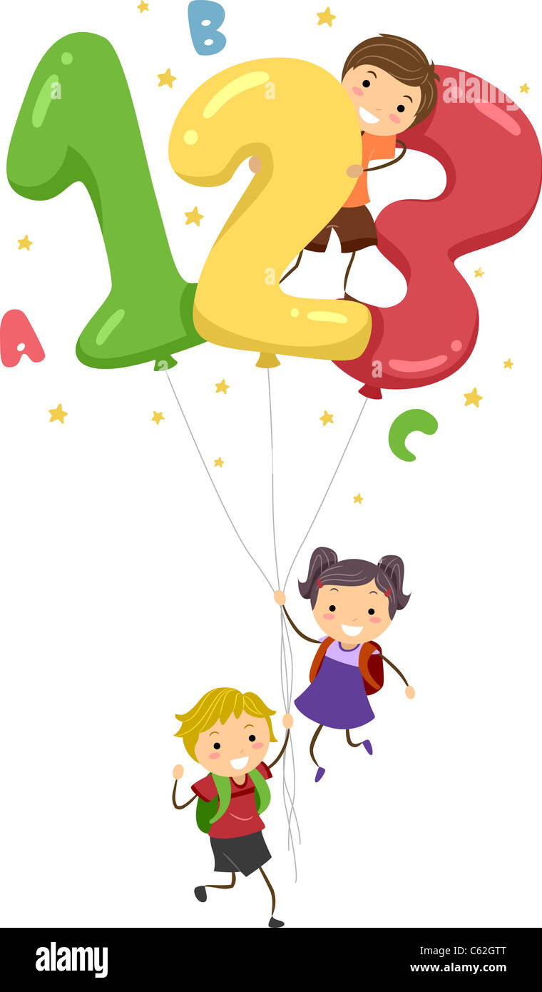 Illustration of Kids Playing with Number-Shaped Balloons Stock Photo ...