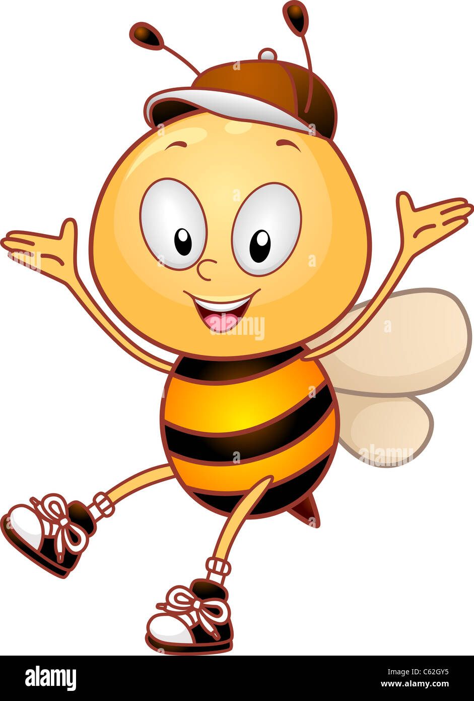 Illustration of a Happy Bee Stock Photo - Alamy