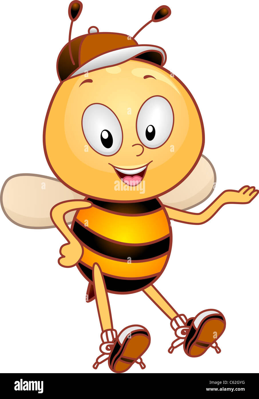 Illustration of a Bee Presenting Something Stock Photo - Alamy